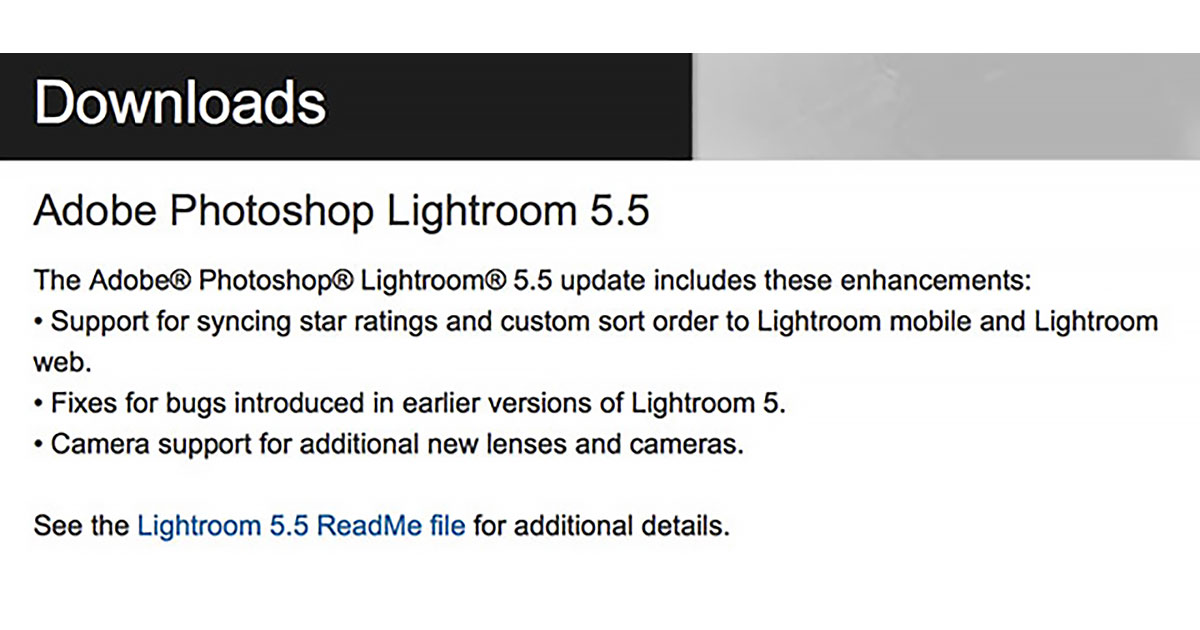 Adobe Releases Lightroom 5.5+Camera RAW 8.5 for Sony a7S