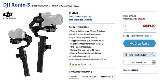 Limited Time Deal: Save $100 on DJI Ronin-S - Portrait Photographers ...