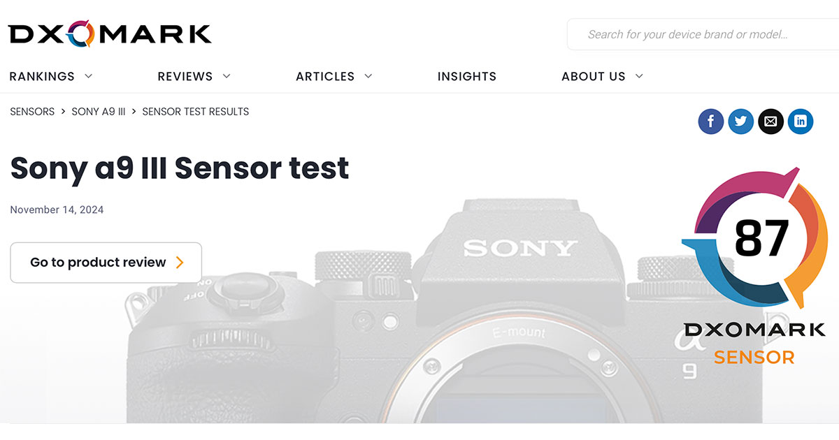 DXOmark Releases Sony a9 III Sensor Tests - Portrait Photographers ...
