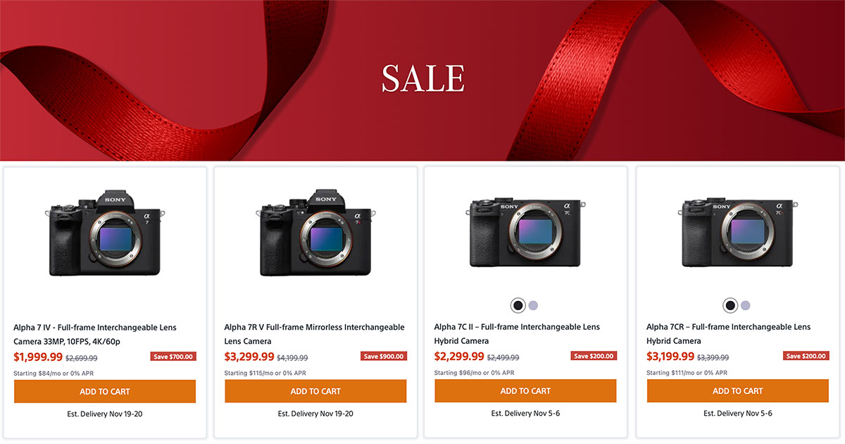 Sony Holiday Deals on Cameras & Lenses